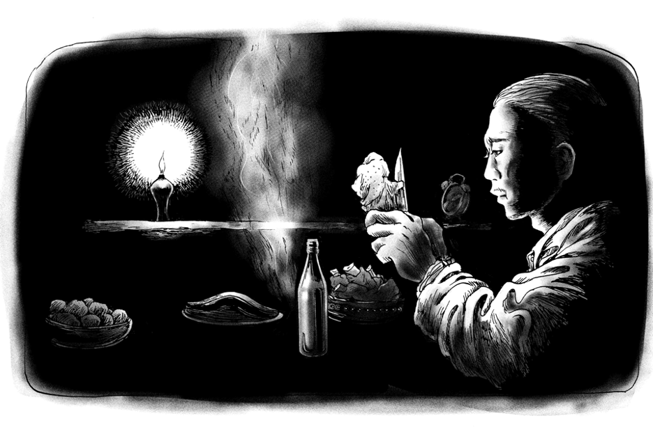 A scene from Tharlo , illustration by Kuranishi © Sernya magazine